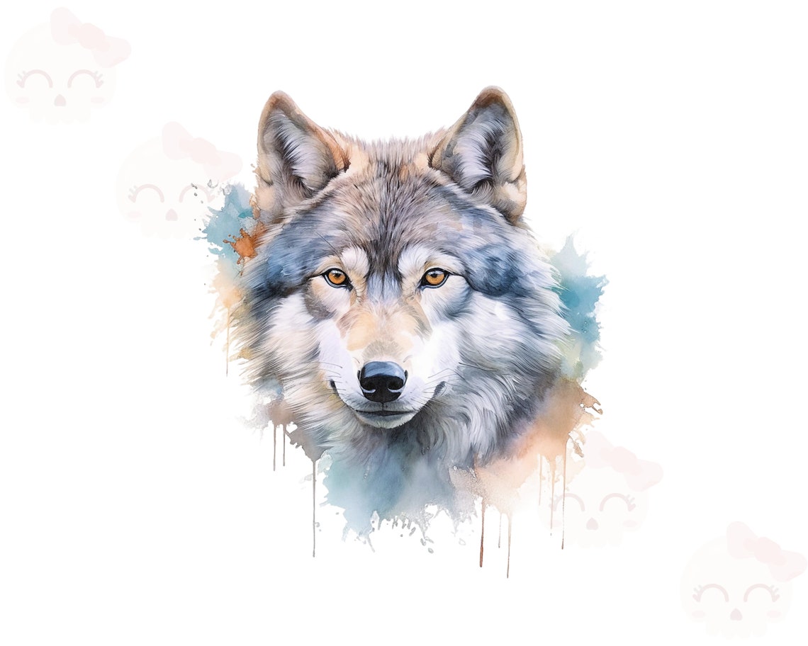 Watercolor Wolf Portrait Clipart Bundle PNG Instant Download - Etsy
