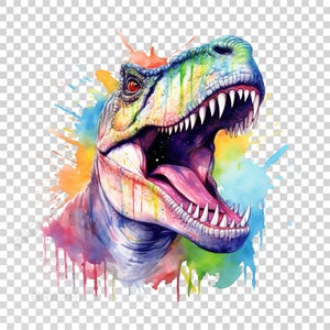 Watercolor T-rex Clipart, PNG Instant Download File, Digital Design for ...