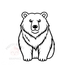 Bear Line Art, SVG, PNG, EPS, Dxf, Pdf, 5 Instant Download Files ...