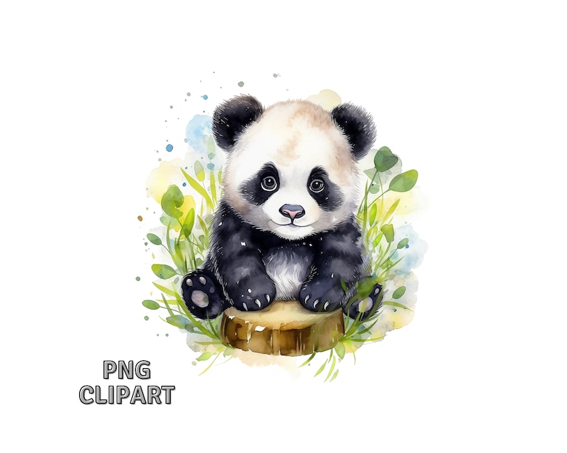 Cute Baby Panda Clipart PNG Instant Download Nursery Decor - Etsy
