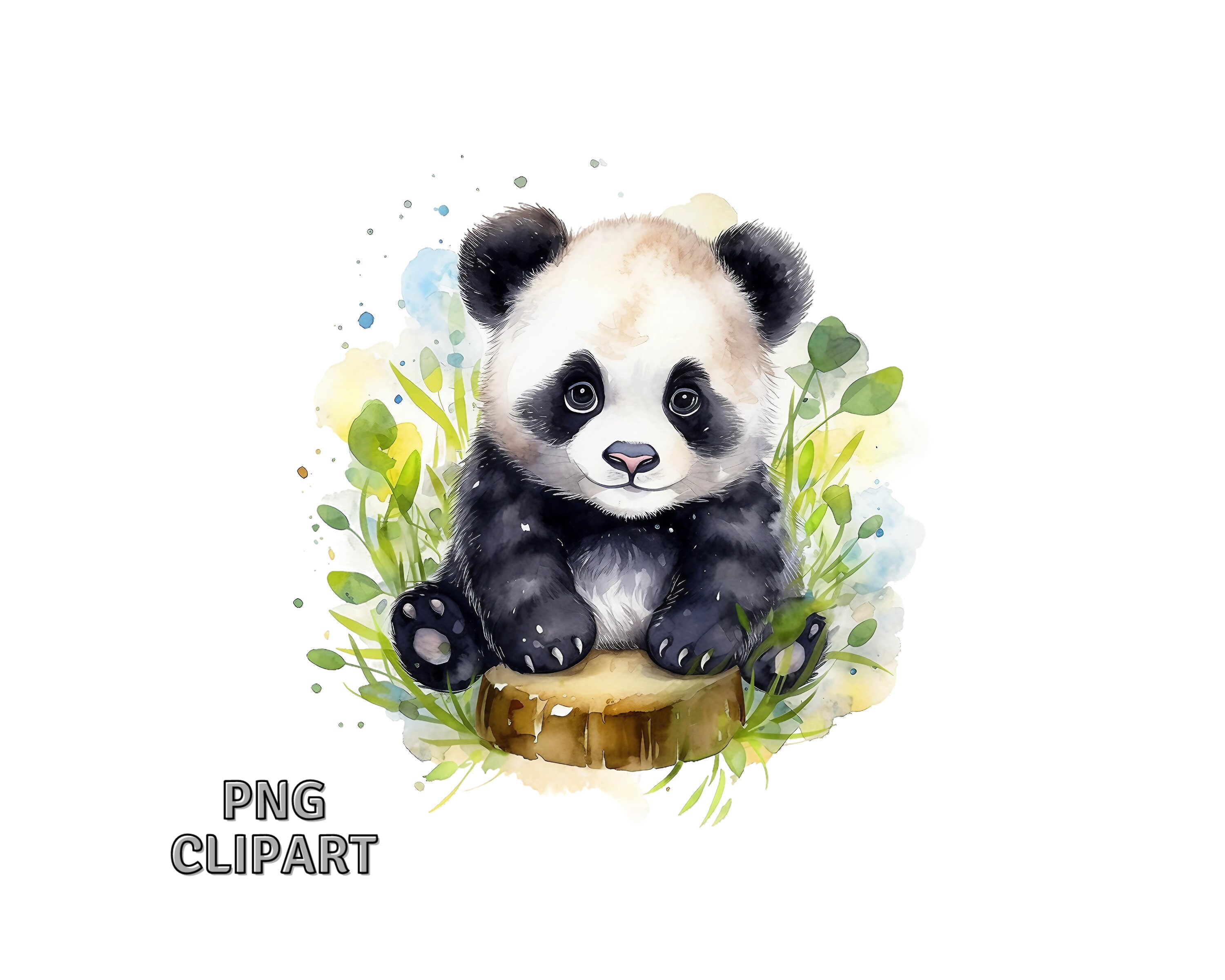 Cute Baby Panda Clipart, PNG Instant Download, Nursery Decor, Baby ...
