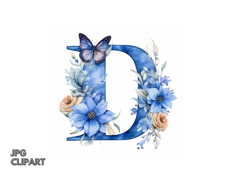 Watercolor Alphabet Letter D, JPG Instant Download, Clipart Letter With ...