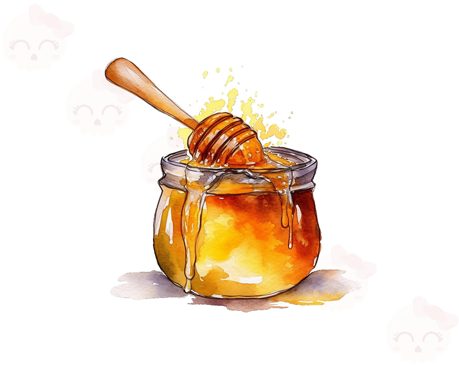 Watercolor Honey Pot Clipart, PNG Instant Download File, Digital Paper ...