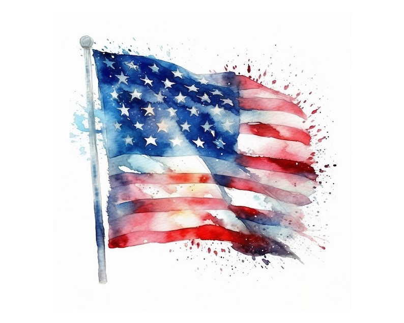 Watercolor American Flag Bundle 8 JPG Instant Download - Etsy