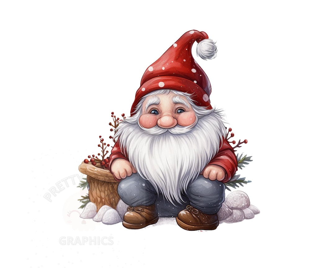Christmas Gnome Clipart, PNG Instant Download File, Digital Paper Craft ...