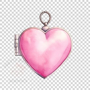 Pink Heart Locket Clipart, PNG Instant Download File, Digital Paper ...