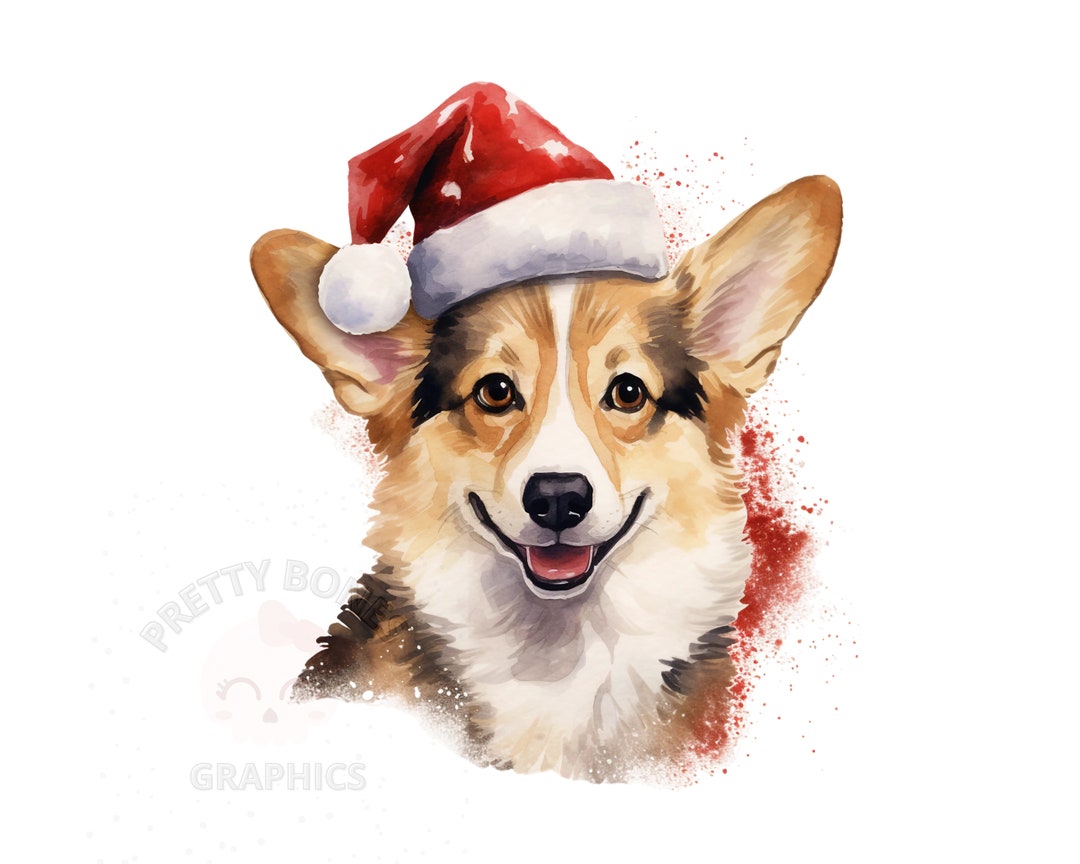 Christmas Corgi Clipart, PNG Instant Download File, Digital Design for ...