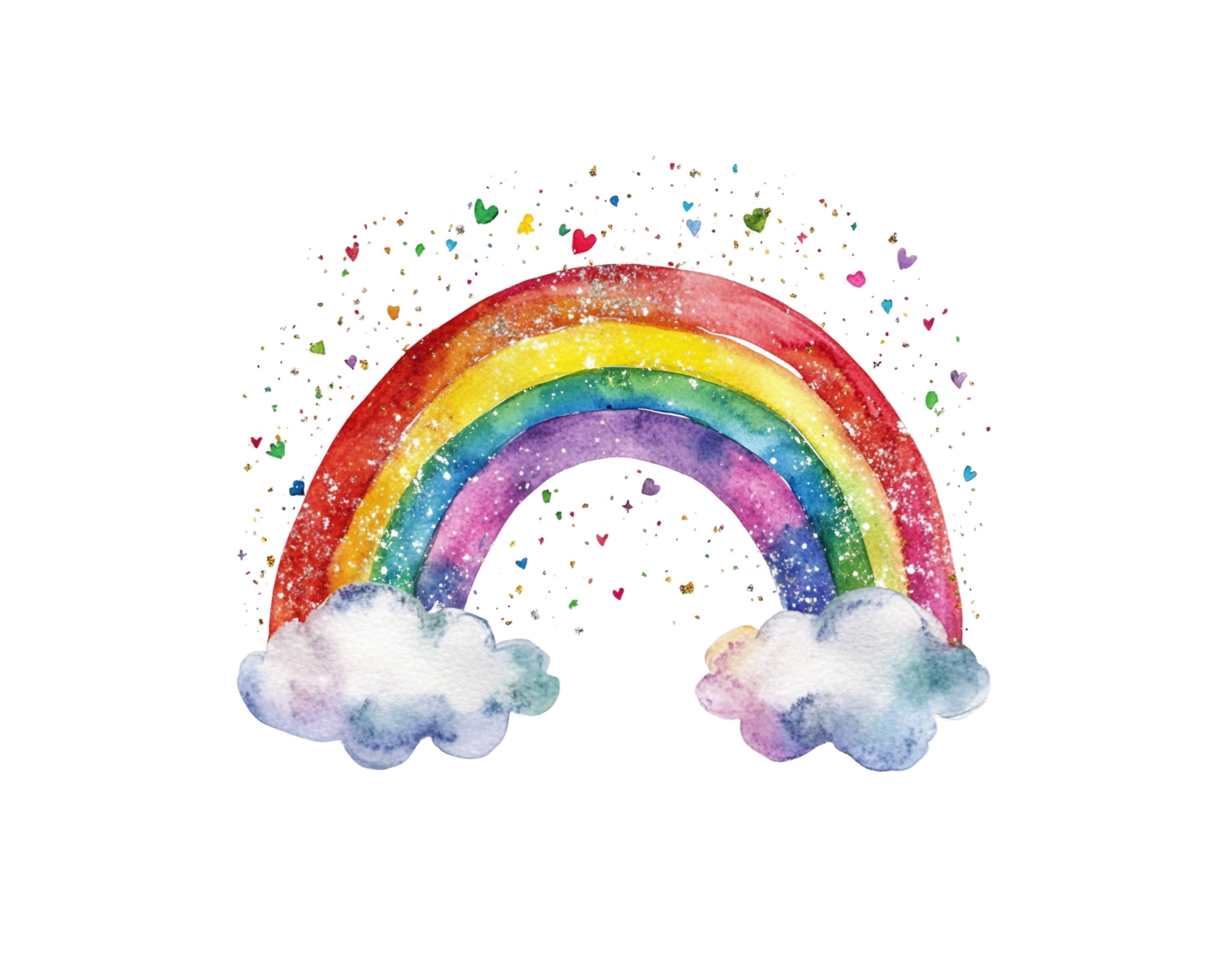 10 Rainbow Cloud Clipart Images, PNG Instant Download Files, Digital ...