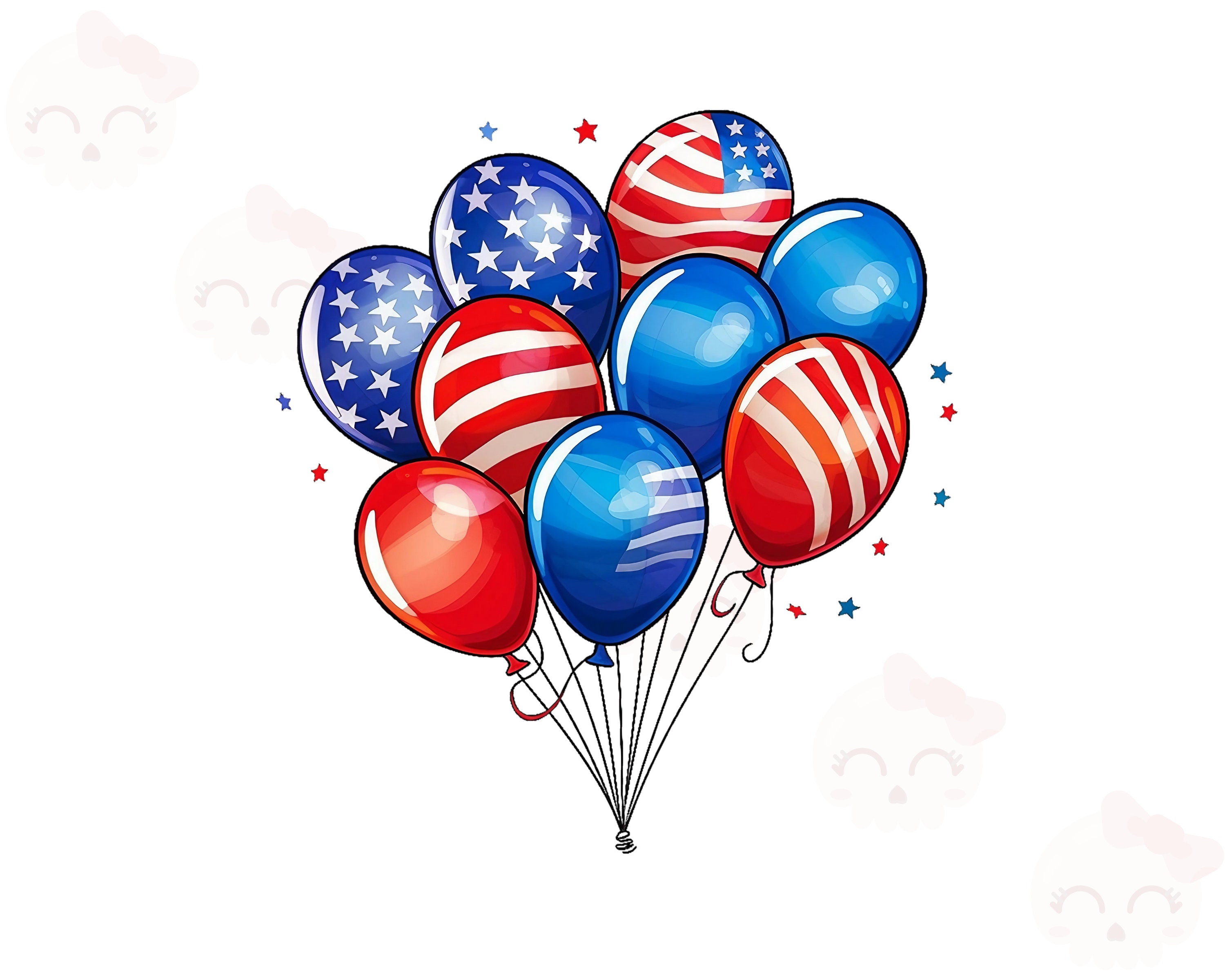 American Patriotic Balloons Clipart PNG Digital Download - Etsy