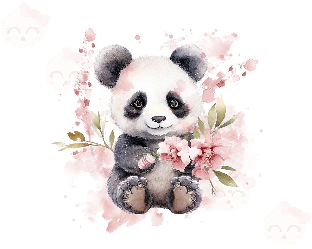 Watercolor Baby Panda, PNG Instant Download File, Baby Panda Clipart ...