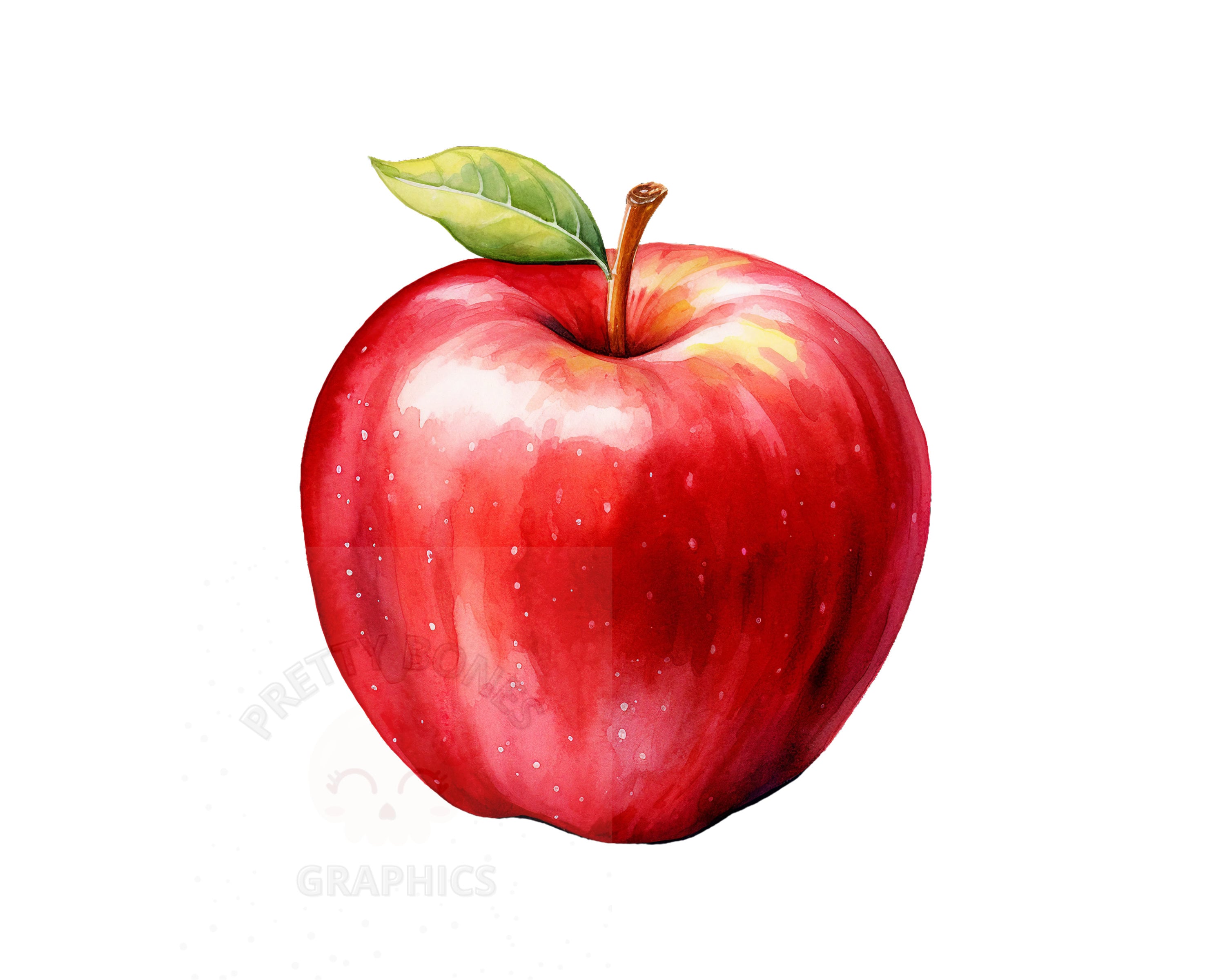 Watercolor Apple Clipart PNG Instant Download File Apple - Etsy