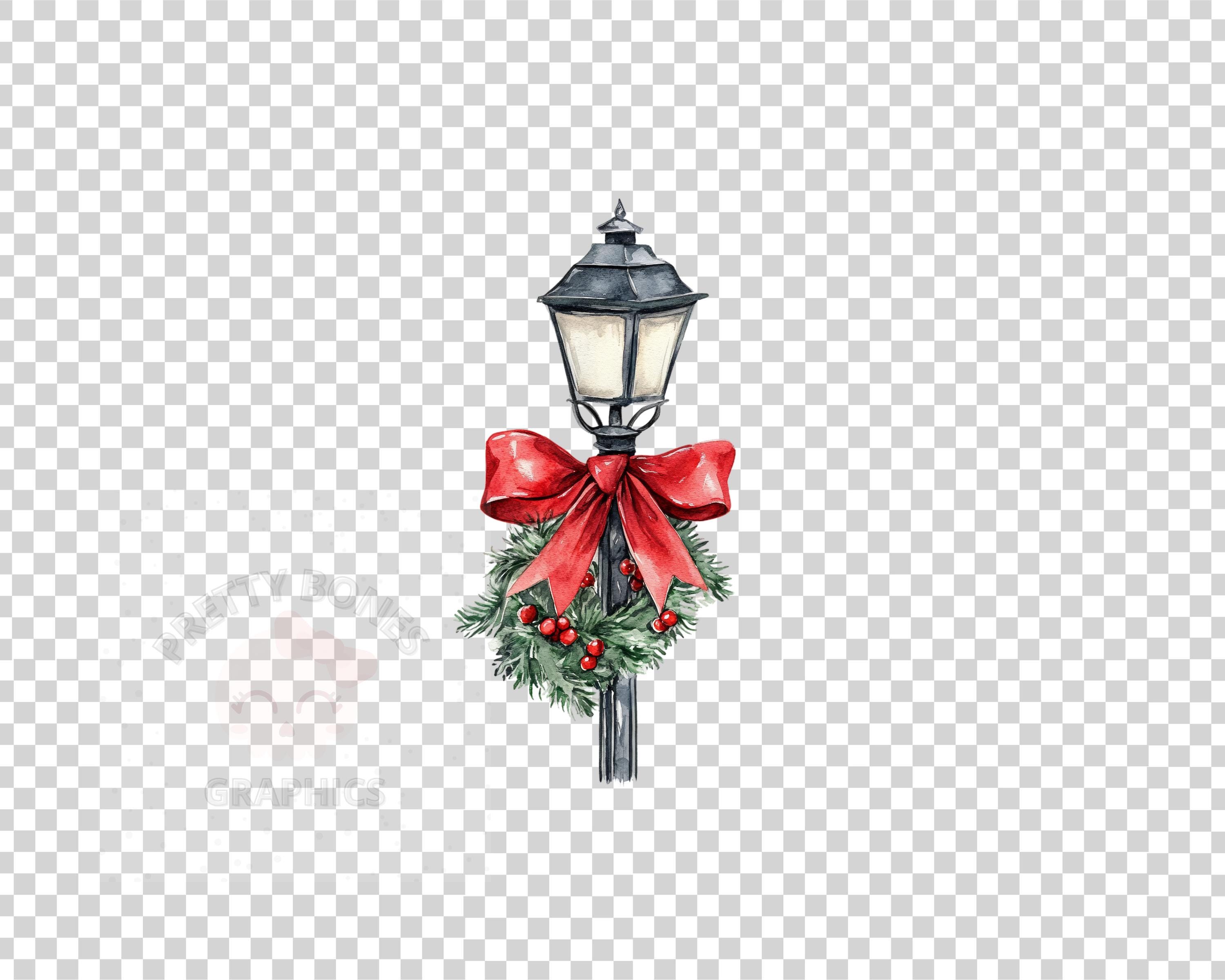 Christmas Lamp Post Clipart, PNG Instant Download File, Watercolor ...