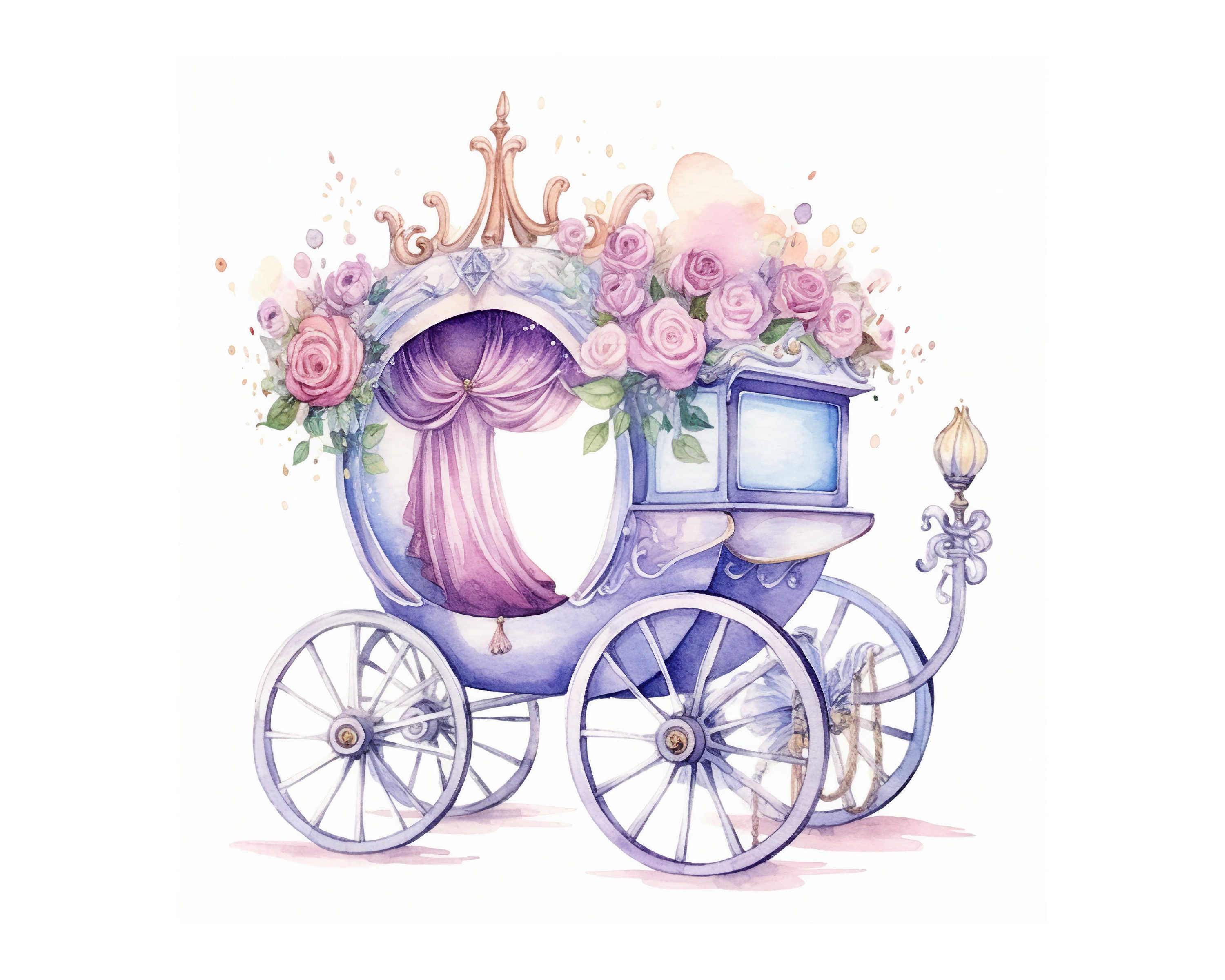 Watercolor Fairy Carriage Clipart Bundle 4 JPG Instant - Etsy Australia