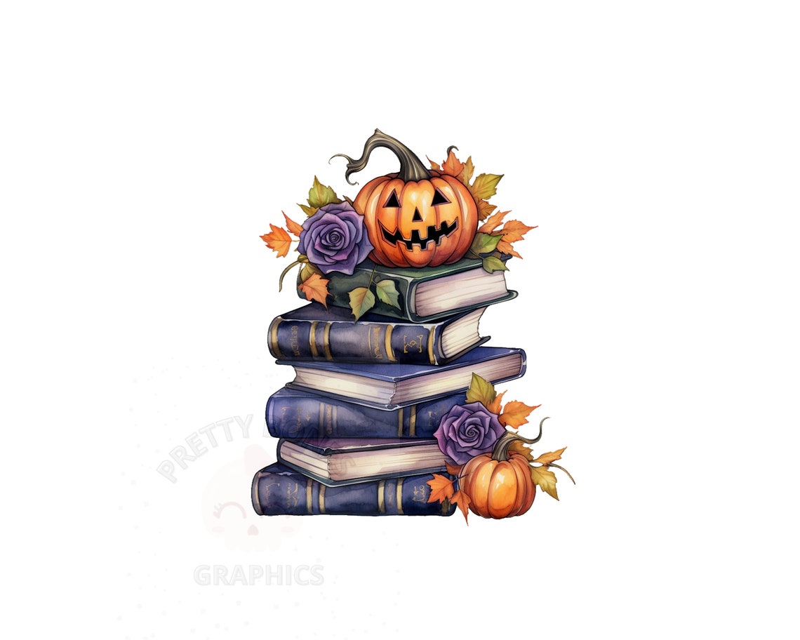Halloween Book Stack Clipart, PNG Instant Download File, Digital Design ...