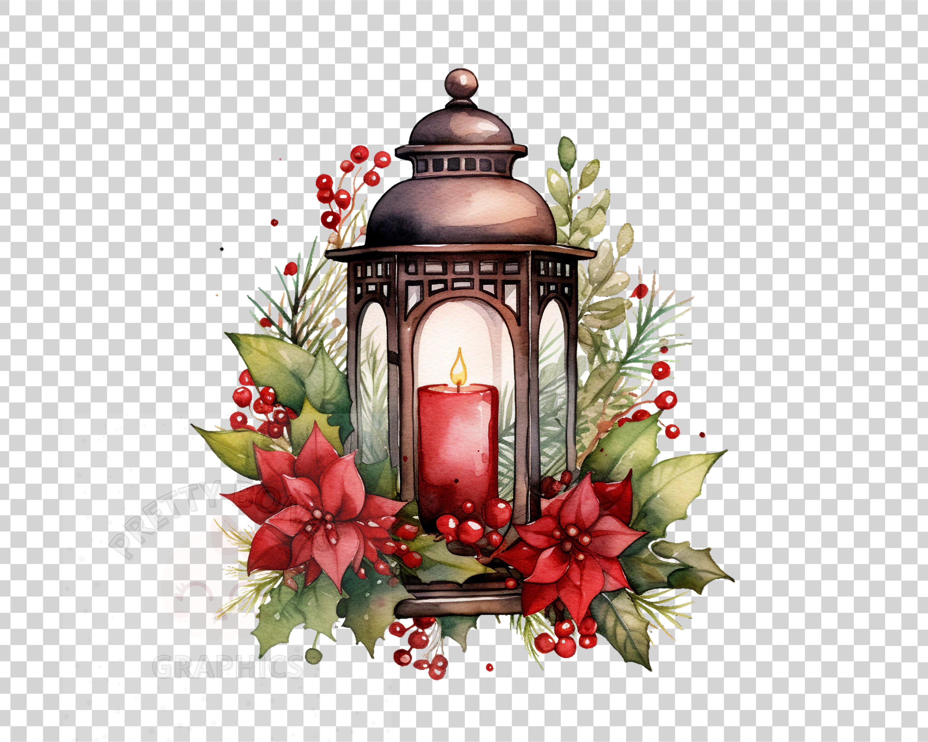 Christmas Lantern Clipart PNG Instant Download File Digital - Etsy