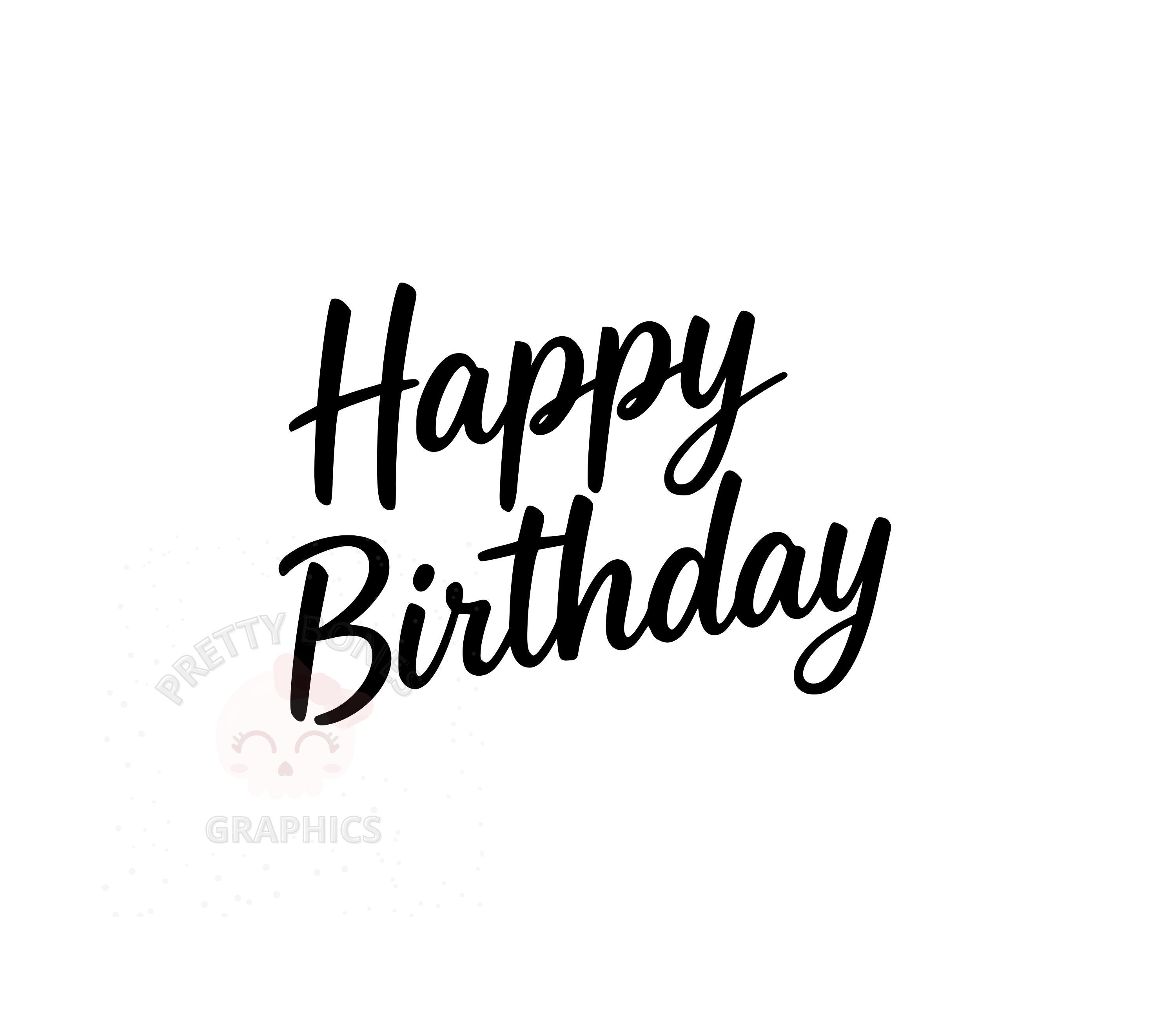 Happy Birthday Line Art, SVG, PNG, EPS, Dxf Instant Download Art ...