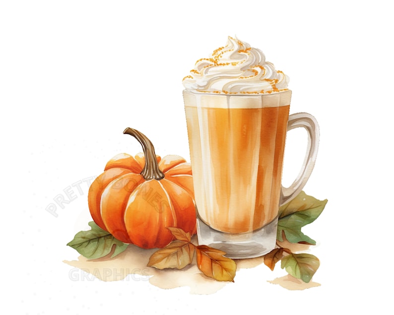 Pumpkin Spice Latte Clipart Bundle 5 PNG Instant Download - Etsy