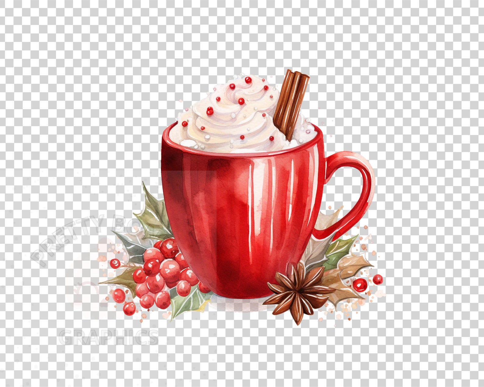 Christmas Hot Cocoa Mug Clipart PNG Instant Download File - Etsy UK