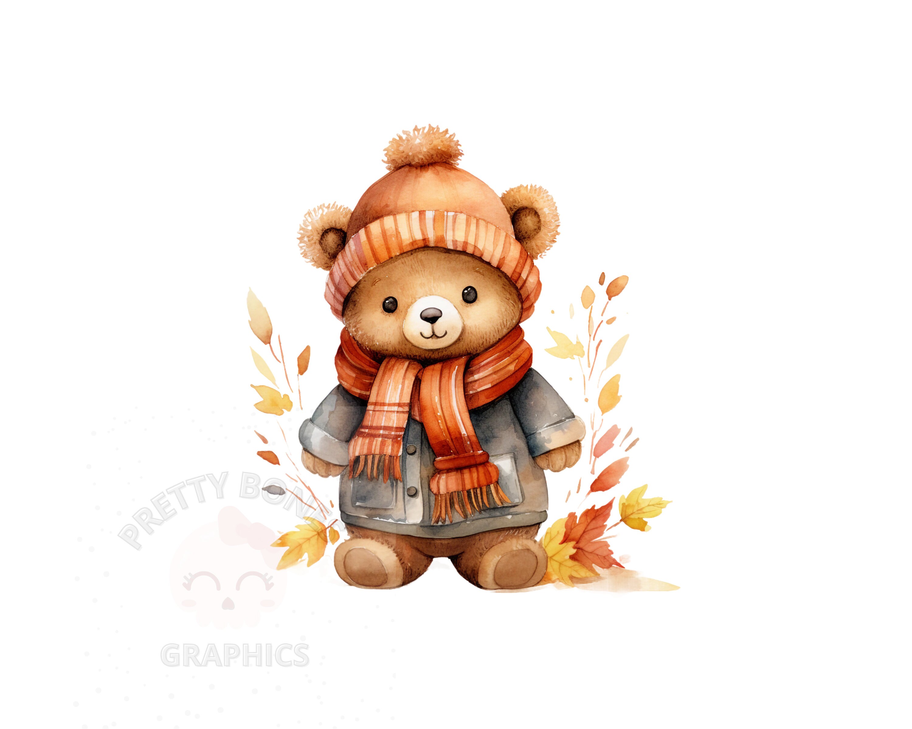 Fall Teddy Bear Clipart PNG Instant Download File Digital - Etsy Australia