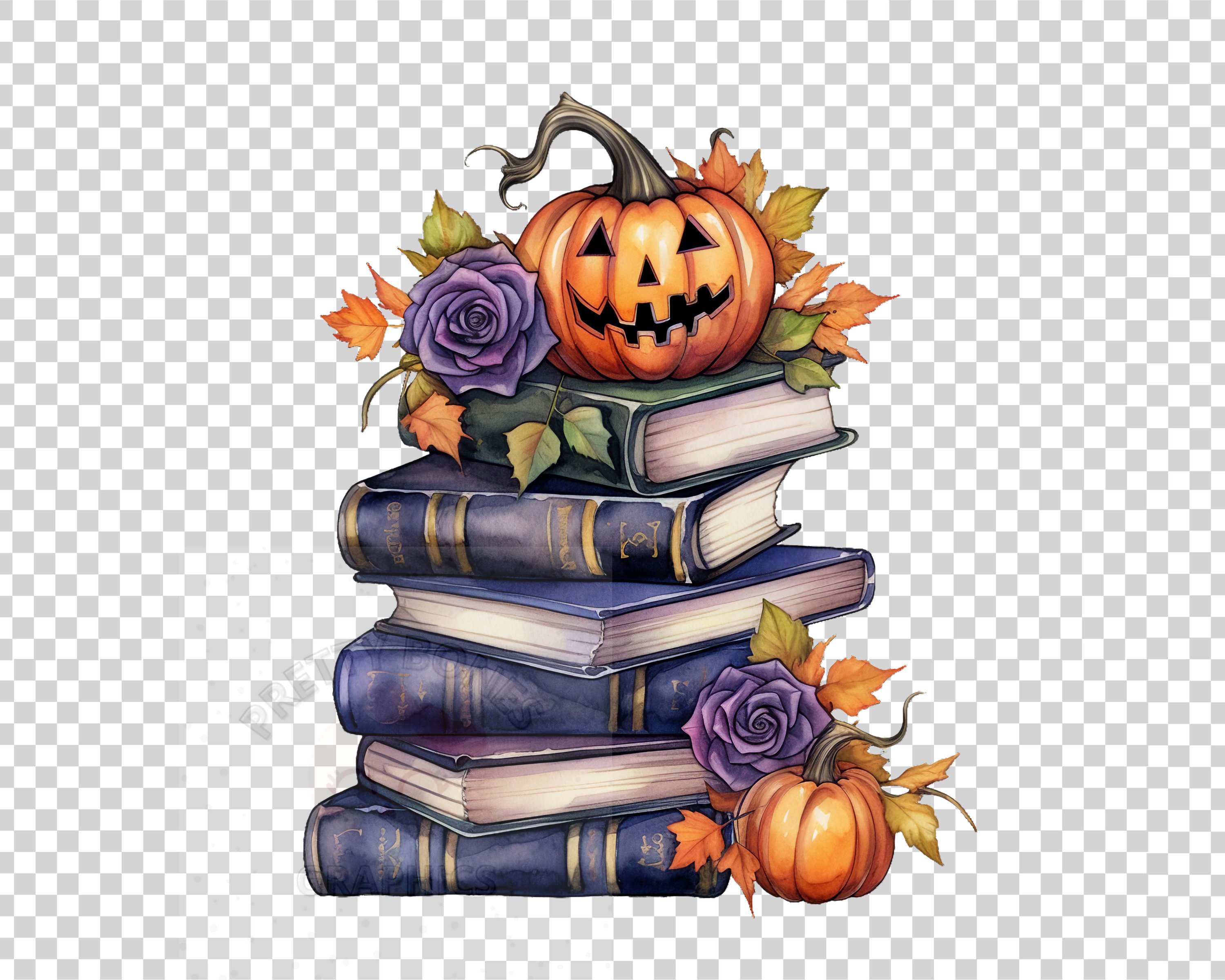 Halloween Book Stack Clipart, PNG Instant Download File, Digital Design ...