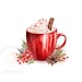 Christmas Hot Cocoa Mug Clipart, PNG Instant Download File, Watercolor ...