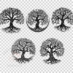 Tree of Life Vector Bundle, 5 SVG, PNG Instant Download Files, Digital ...