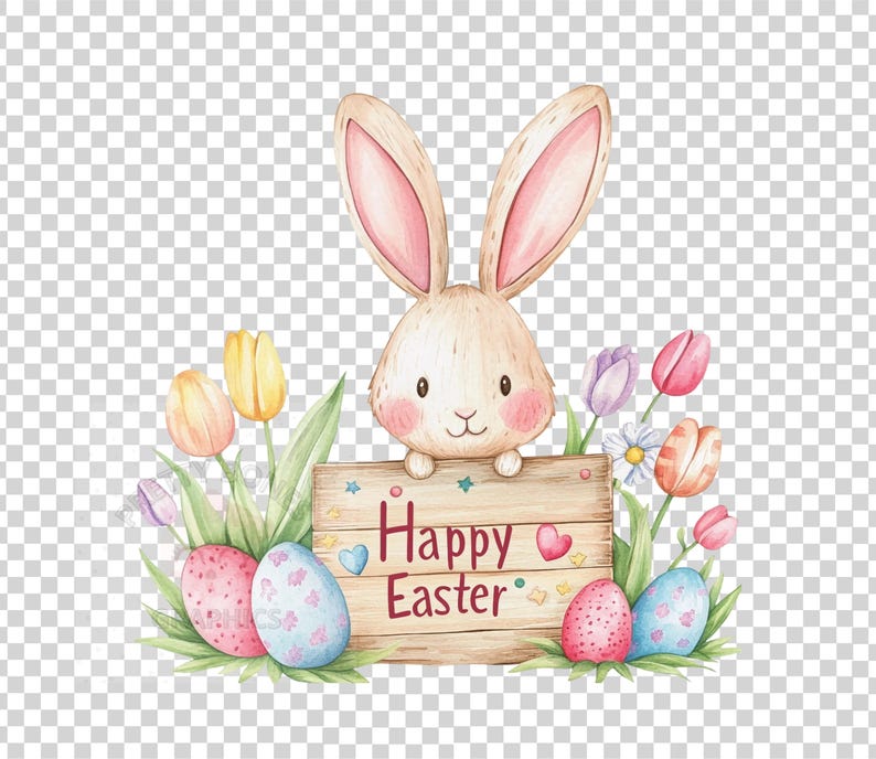 Watercolor Easter Clipart, PNG Instant Download File, Digital Design ...