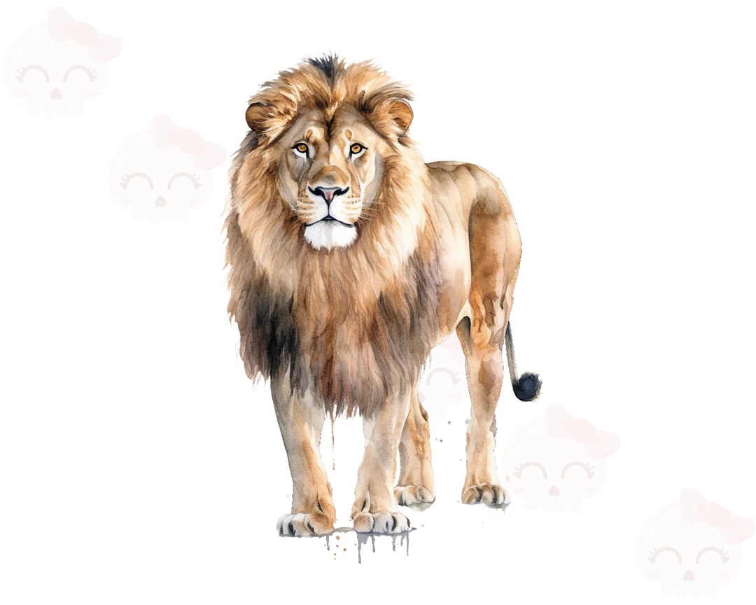 Watercolor Lion Clipart, PNG Instant Download File, Lion Digital Design ...