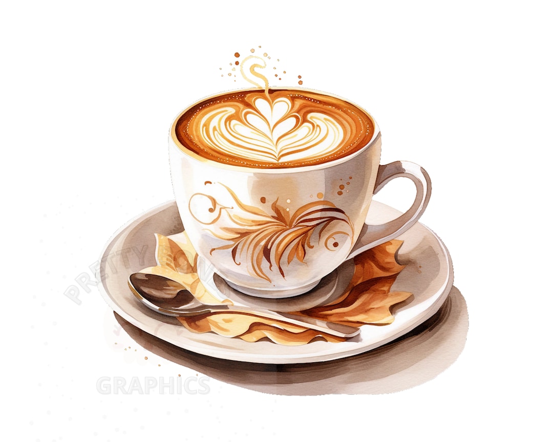 Watercolor Coffee Cup Clipart, PNG Instant Download File, Barista Style ...