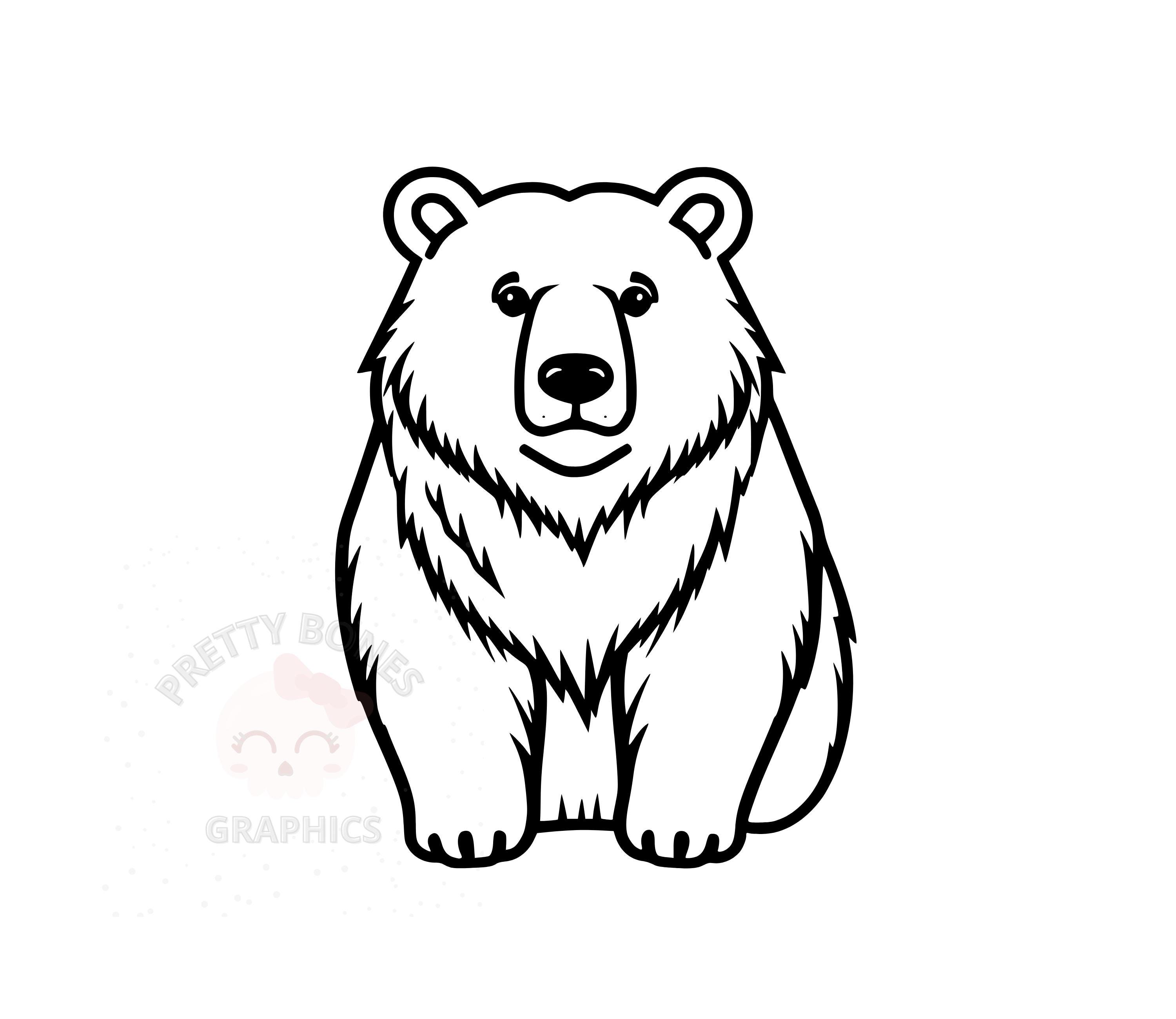Bear Line Art, SVG, PNG, EPS, Dxf, Pdf, 5 Instant Download Files ...