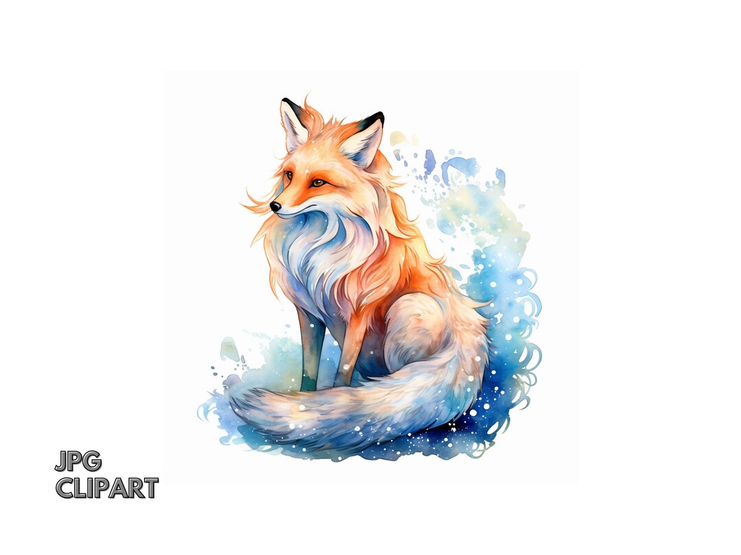 Fox Watercolor Clipart, JPG Digital Download, Card Making, Scrapbook ...