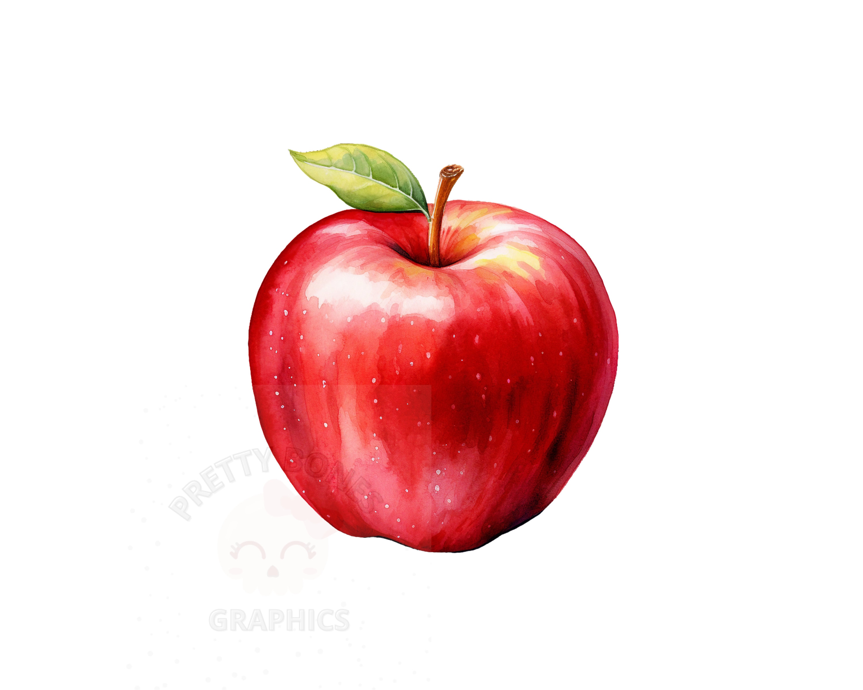 Watercolor Apple Clipart, PNG Instant Download File, Apple Digital ...