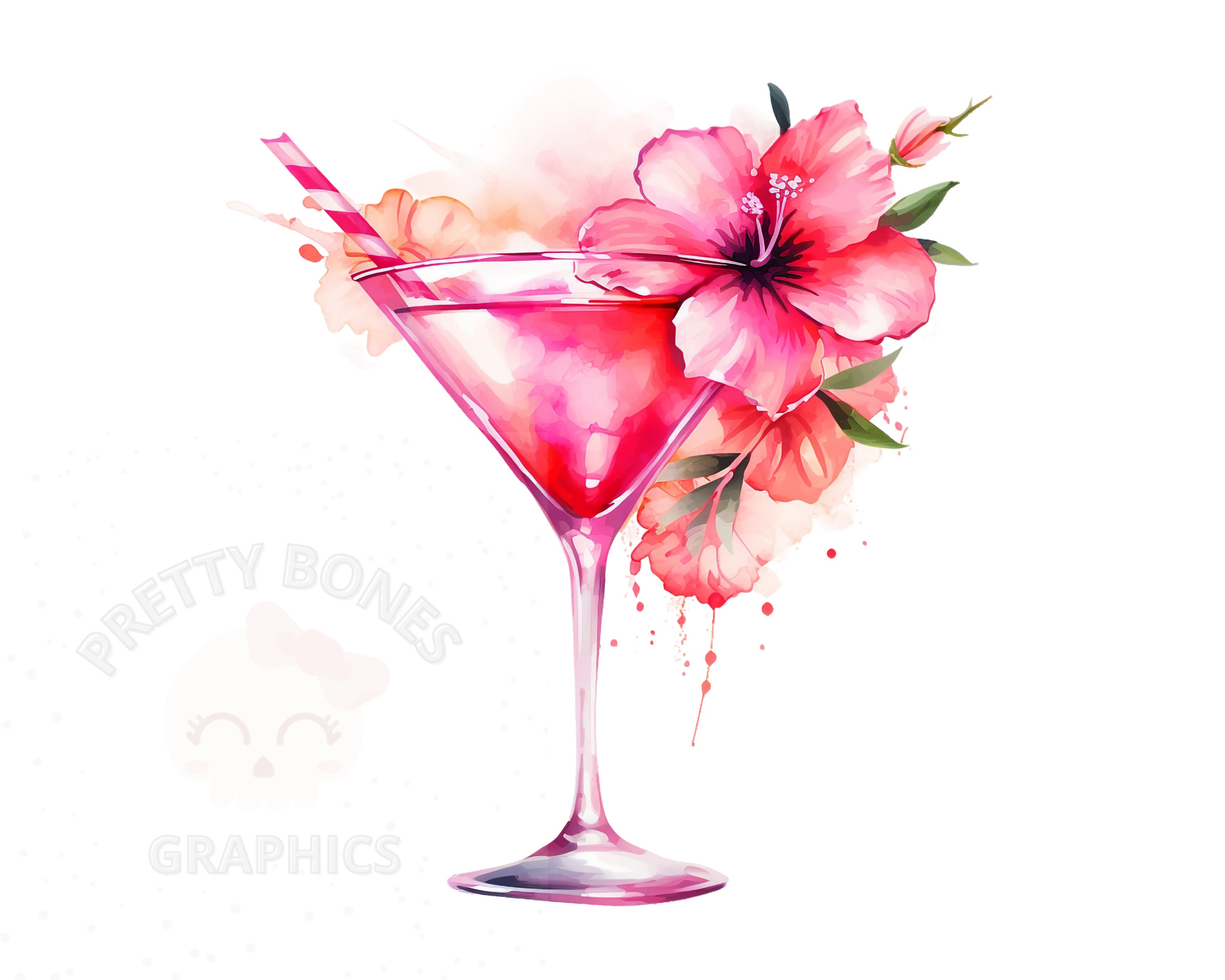 Clipart Cocktail Rosa Pink Cocktail Illustration Stock Photos, Royalty