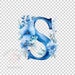 Blue Floral Alphabet Letter S Clipart, PNG Instant Download File ...