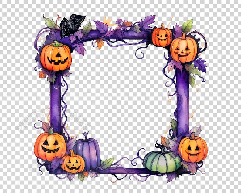 Halloween Frame Clipart, PNG Instant Download File, Halloween Frame ...