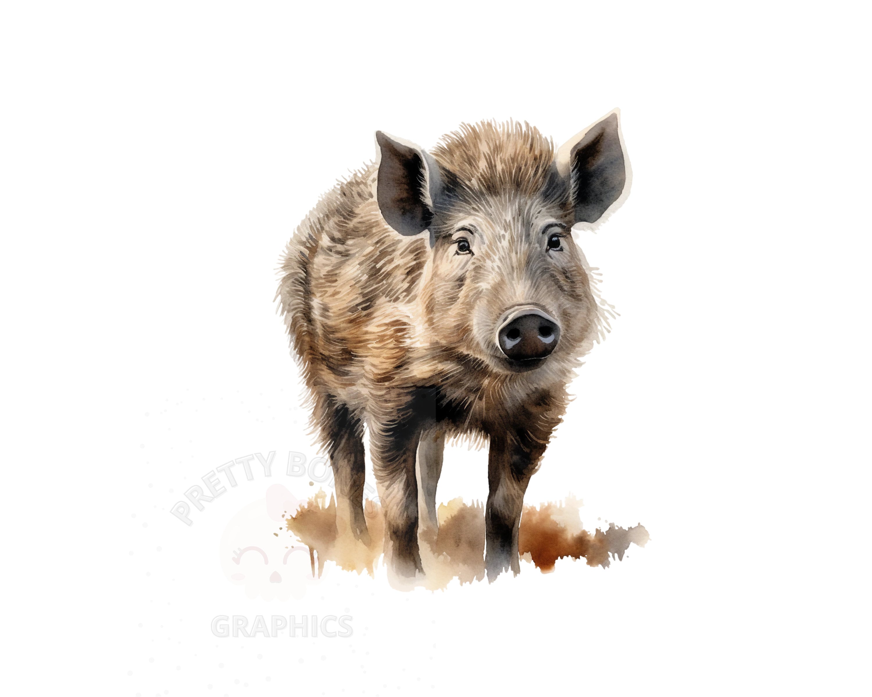 Watercolor Wild Boar Clipart, PNG Instant Download File, Digital Design ...