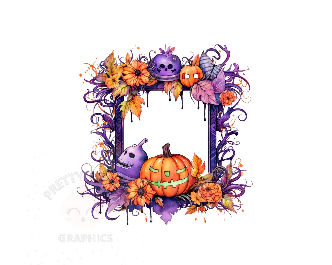 Scary Halloween Frame Clipart, PNG Instant Download File, Digital ...