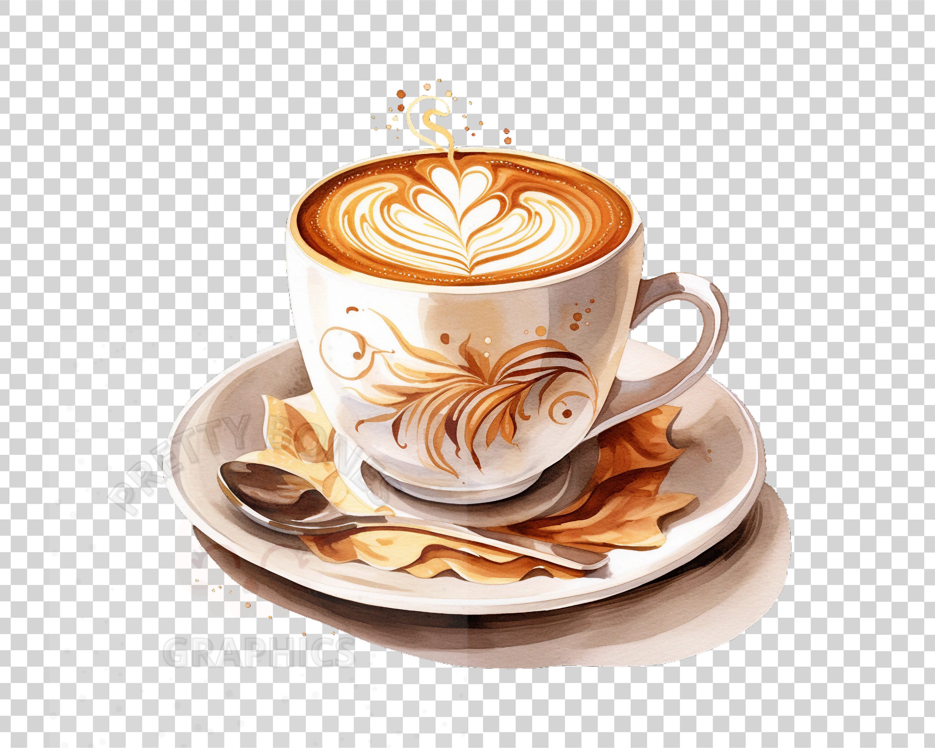 Watercolor Coffee Cup Clipart PNG Instant Download File - Etsy