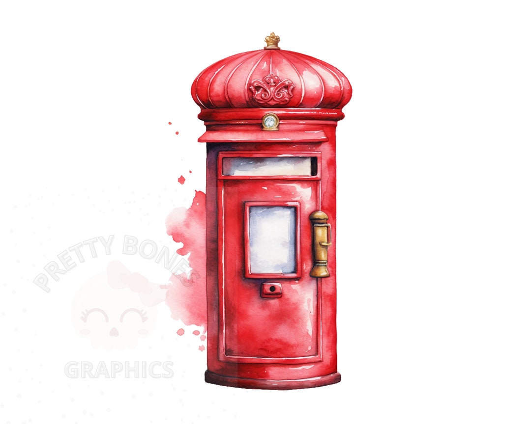 Red Post Box Clipart, PNG Instant Download File, Watercolour Post Box ...