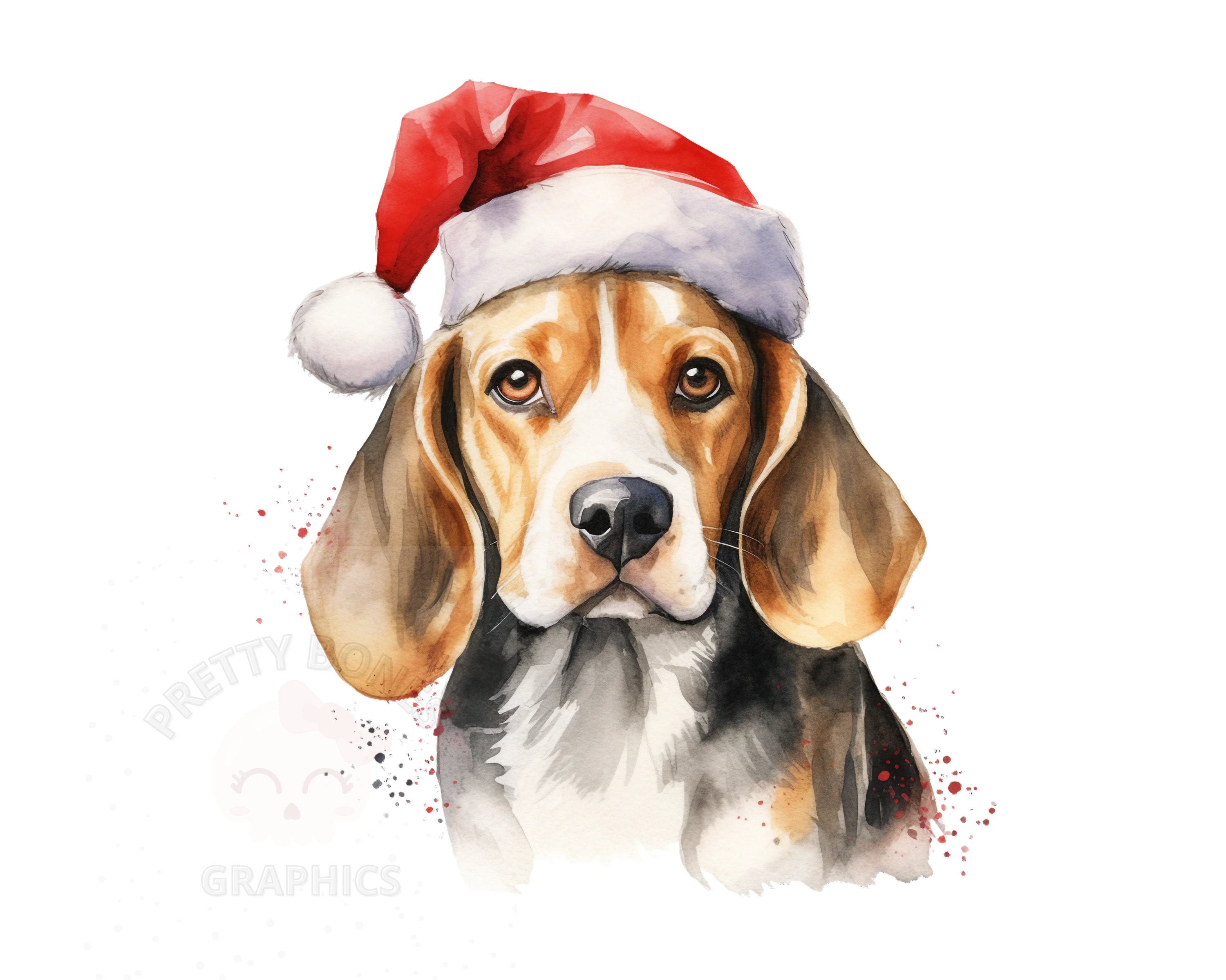 Christmas Beagle Clipart, PNG Instant Download File, Digital Design for ...