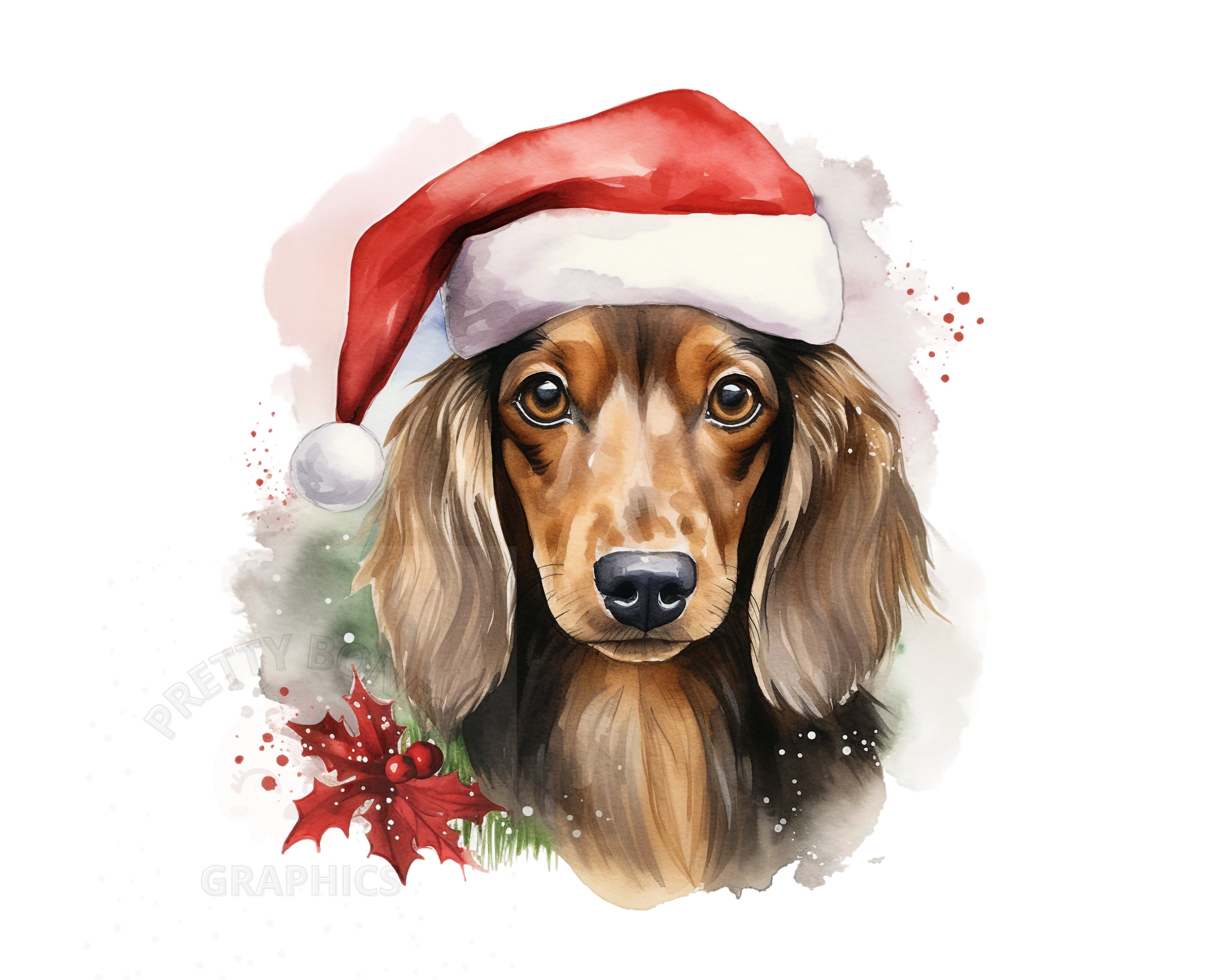 Christmas Dachshund Clipart PNG Instant Download File - Etsy