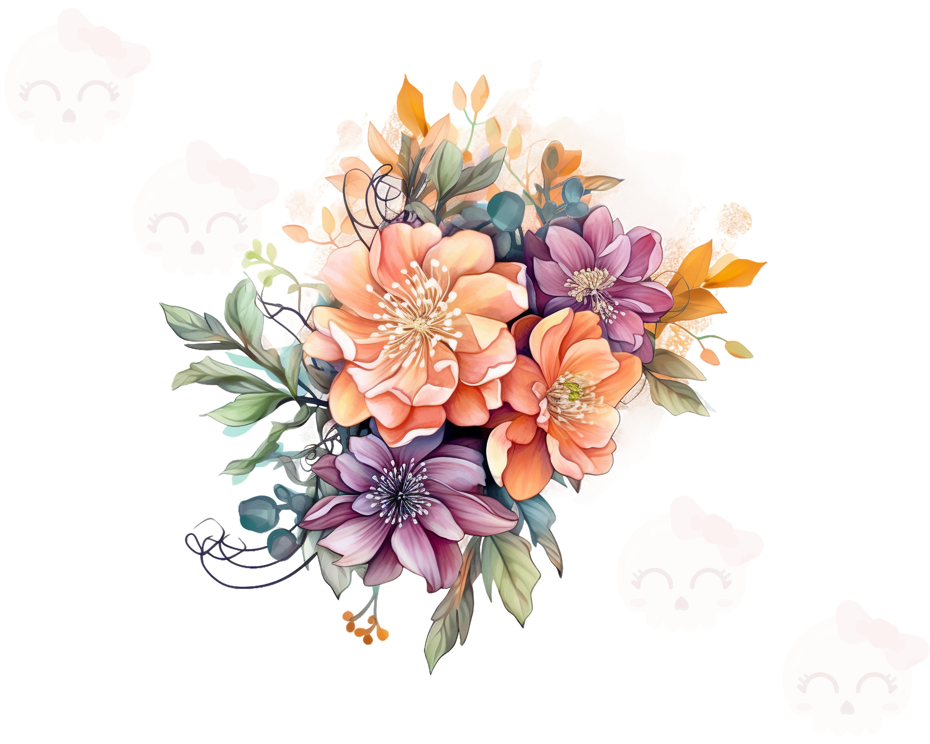 Scrapbooking Flower Cluster Clipart PNG Instant Download - Etsy