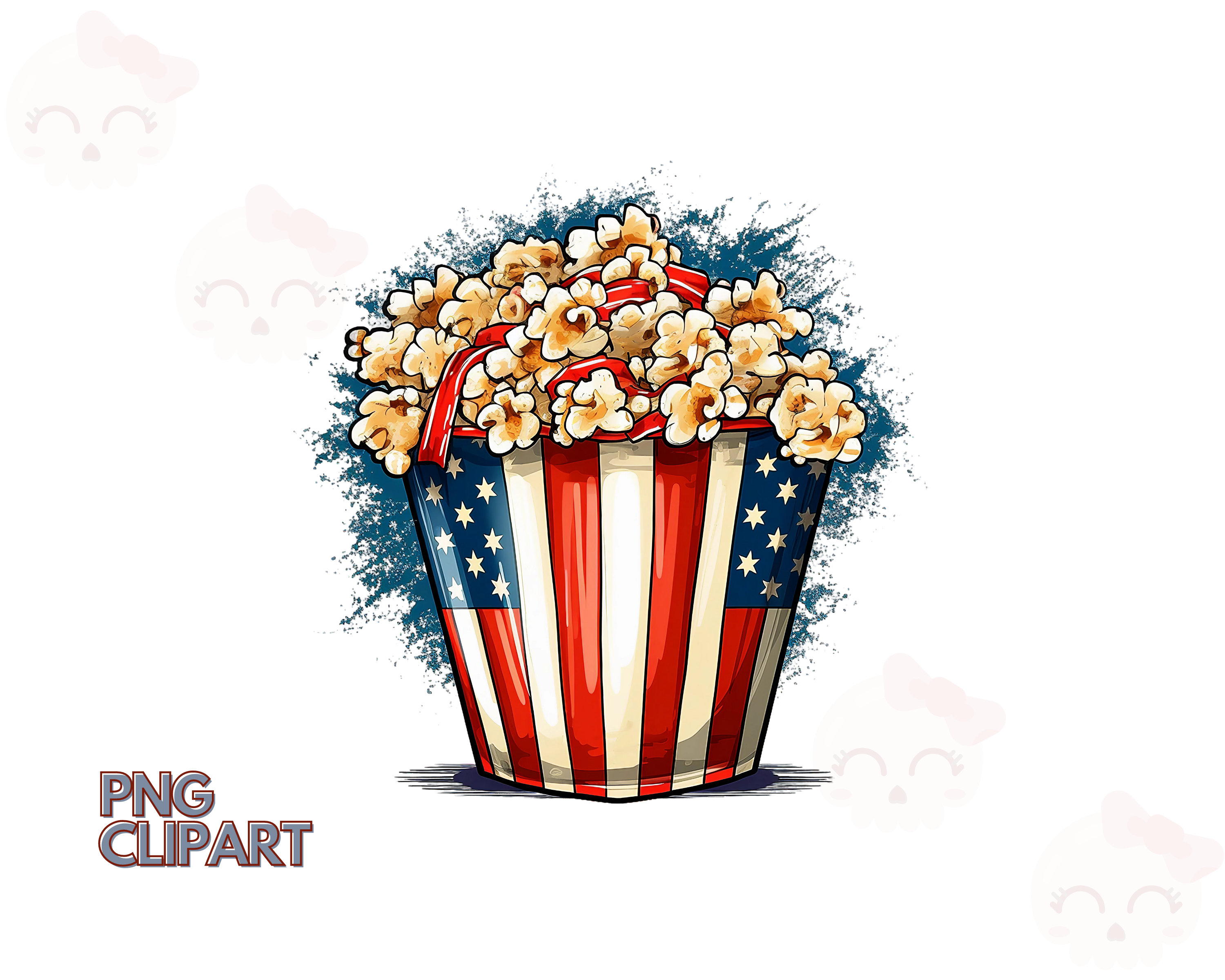 Popcorn Bucket Clipart 4th of July Patriotic Flag (Instant Download) - Etsy