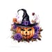 Halloween Witch Pumpkin Clipart, PNG Instant Download, Digital Design ...