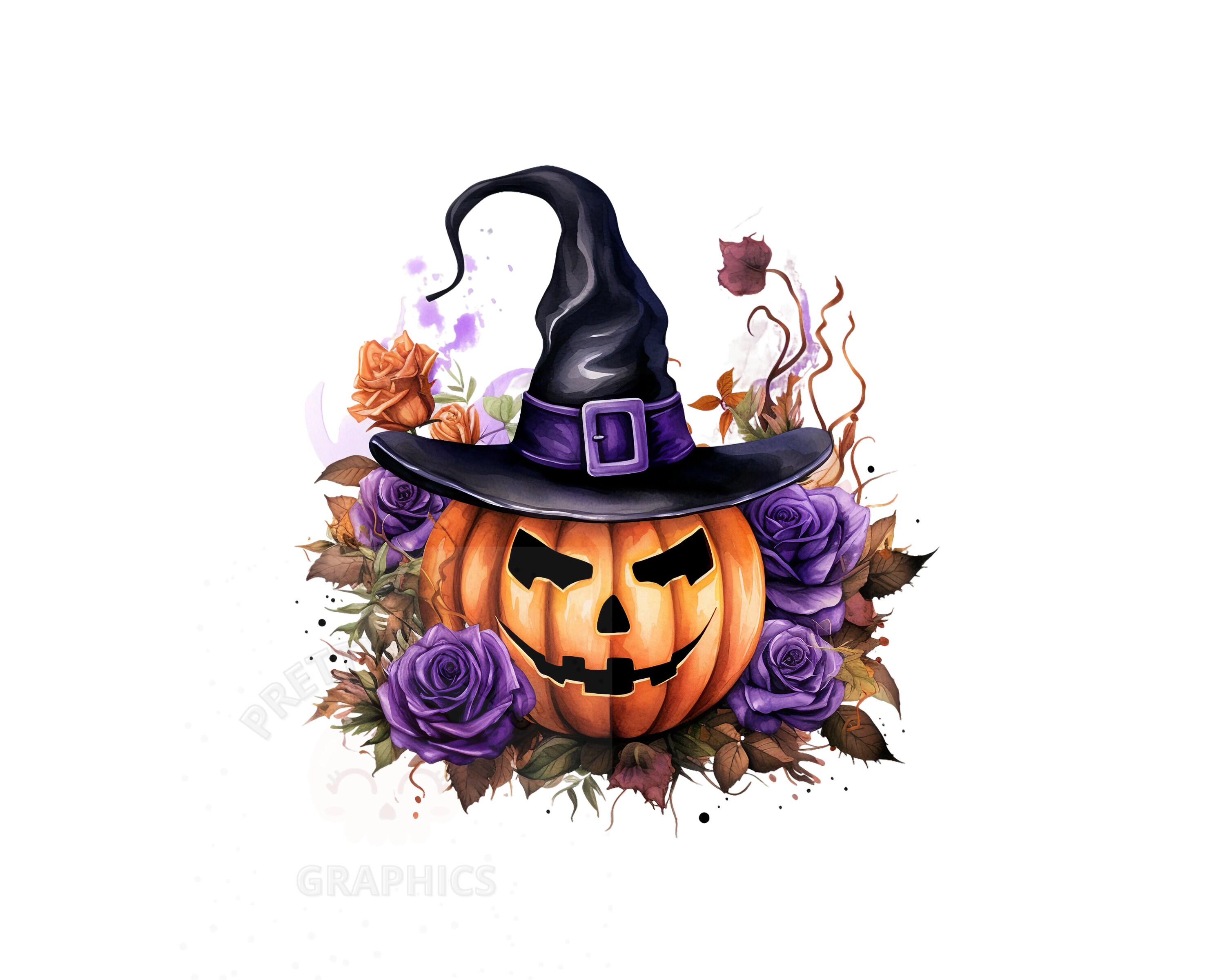 Halloween Witch Pumpkin Clipart, PNG Instant Download, Digital Design ...
