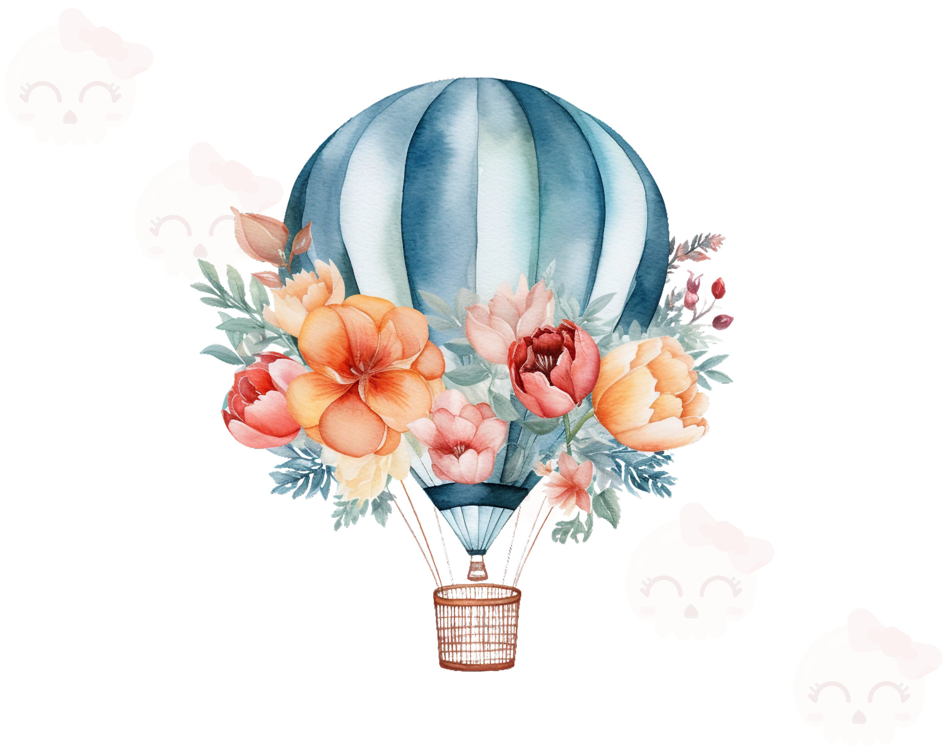 Watercolor Hot Air Balloon Clipart, PNG Instant Download File, Digital ...