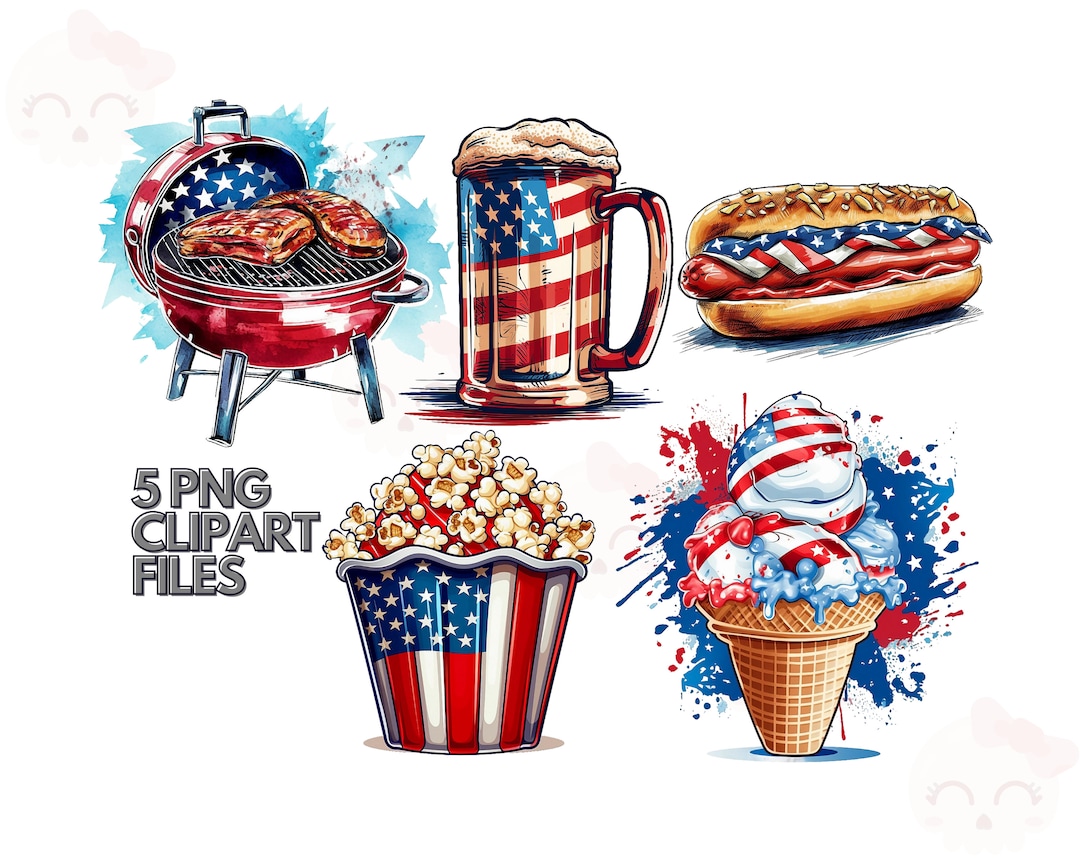 American Patriotic Food Bundle, 5 PNG Digital Download Files, 4th of ...