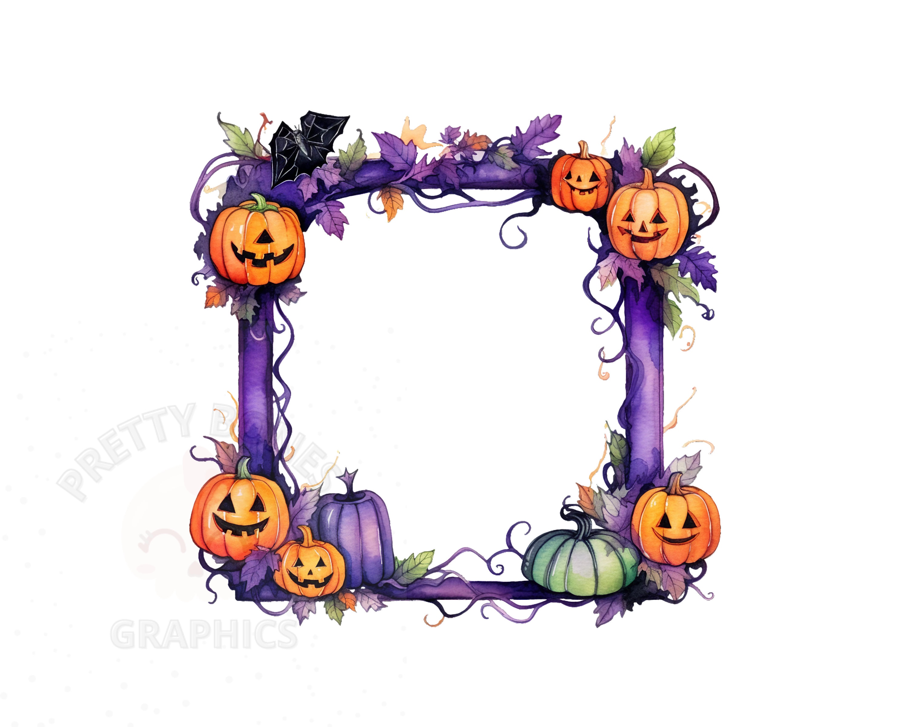 Halloween Frame Clipart, PNG Instant Download File, Halloween Frame ...