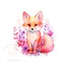 Floral Pink Fox Clipart, PNG Instant Download File, Digital Paper Craft ...