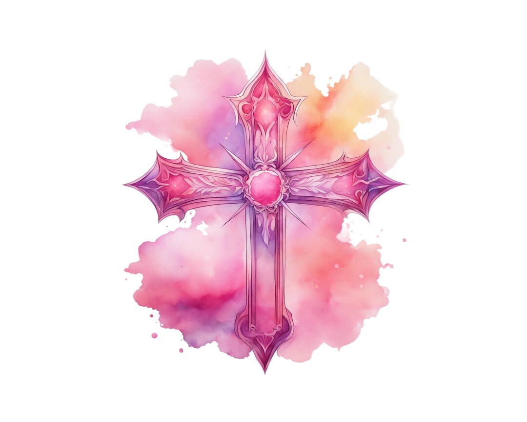 Pink Cross Clipart, PNG Instant Download File, Card Making Clipart ...